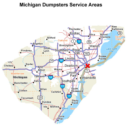 Service Area - Detroit Dumpster Service
